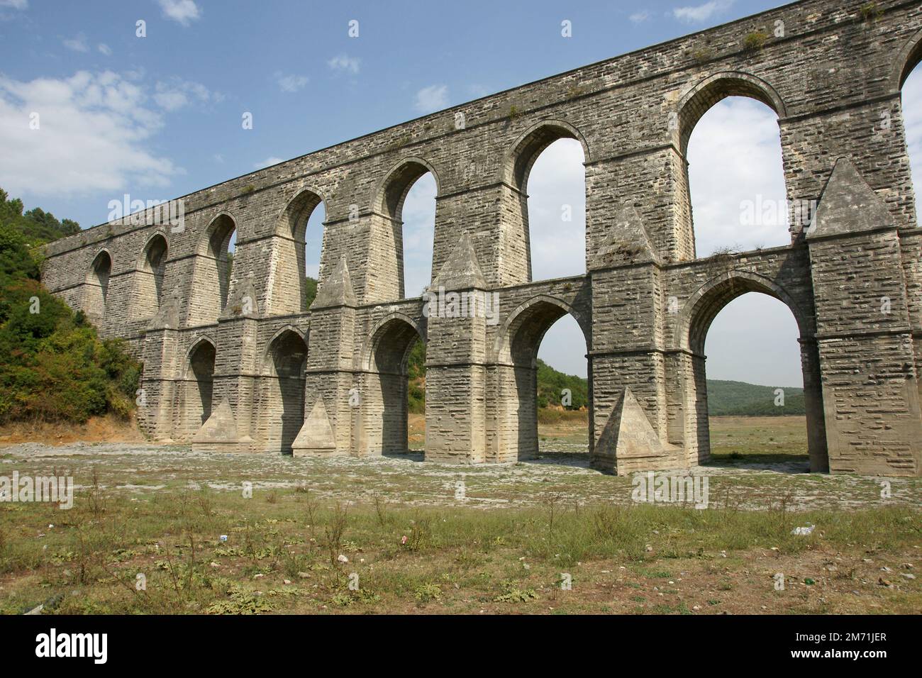 Located in Istanbul, Turkey, the Guzelce Aqueduct was built by Mimar Sinan in the 16th century ...