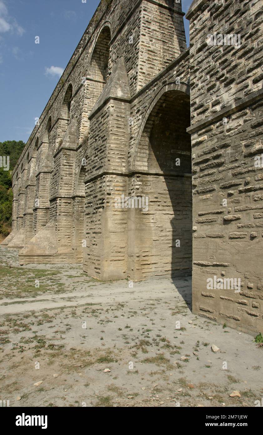 Located in Istanbul, Turkey, the Guzelce Aqueduct was built by Mimar ...