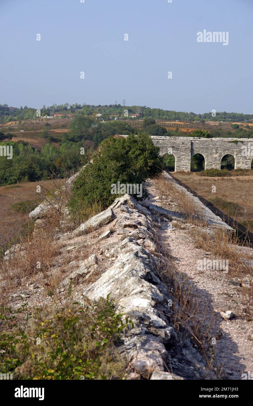 Located in Istanbul, Turkey, the Egri Aqueduct was built by Mimar Sinan ...