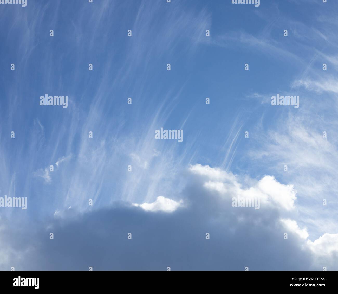 Blue sky with whispy clouds on a spring morning in Penryn, Cornwall ...