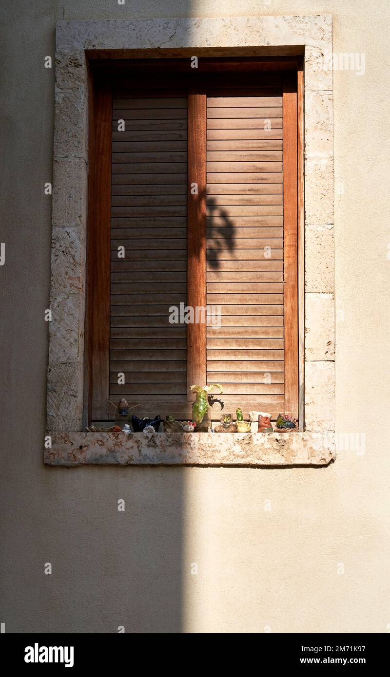 Half sunny half shadow window in Neve Tzedek district in Tel Aviv Stock ...
