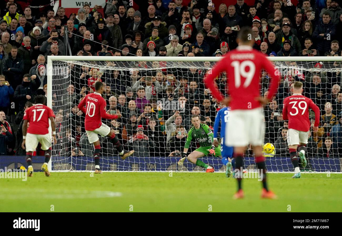 Manchester United's Marcus Rashford scores his sides third goal from ...