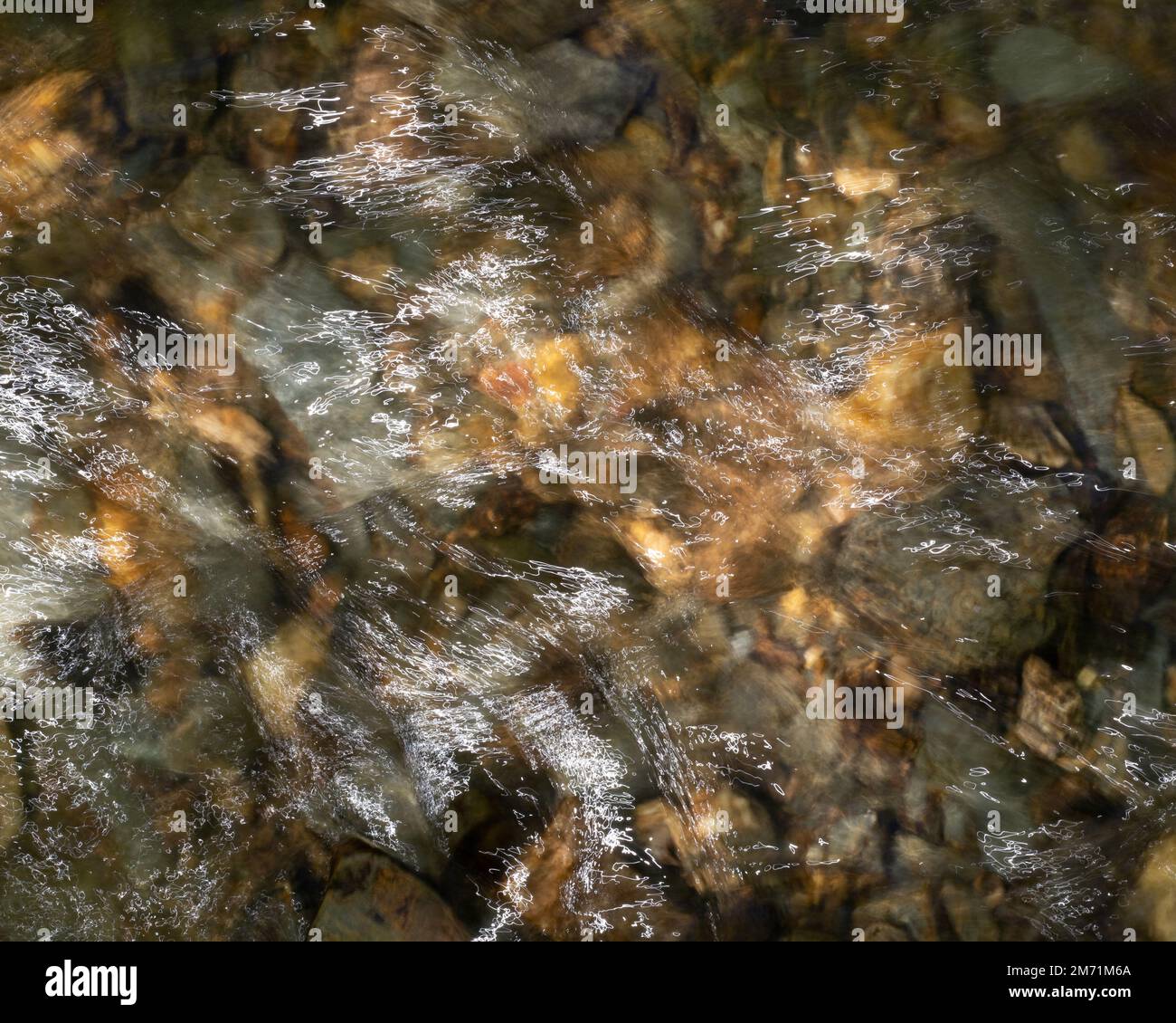 Patterns in the flowing water of a stream. Shot with a slower shutter ...