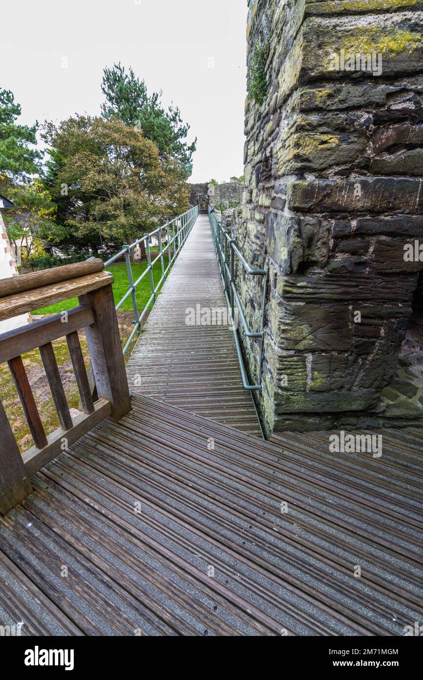 Conwy Town Walls, boardwalk along wall. Part of the UNESCO World ...