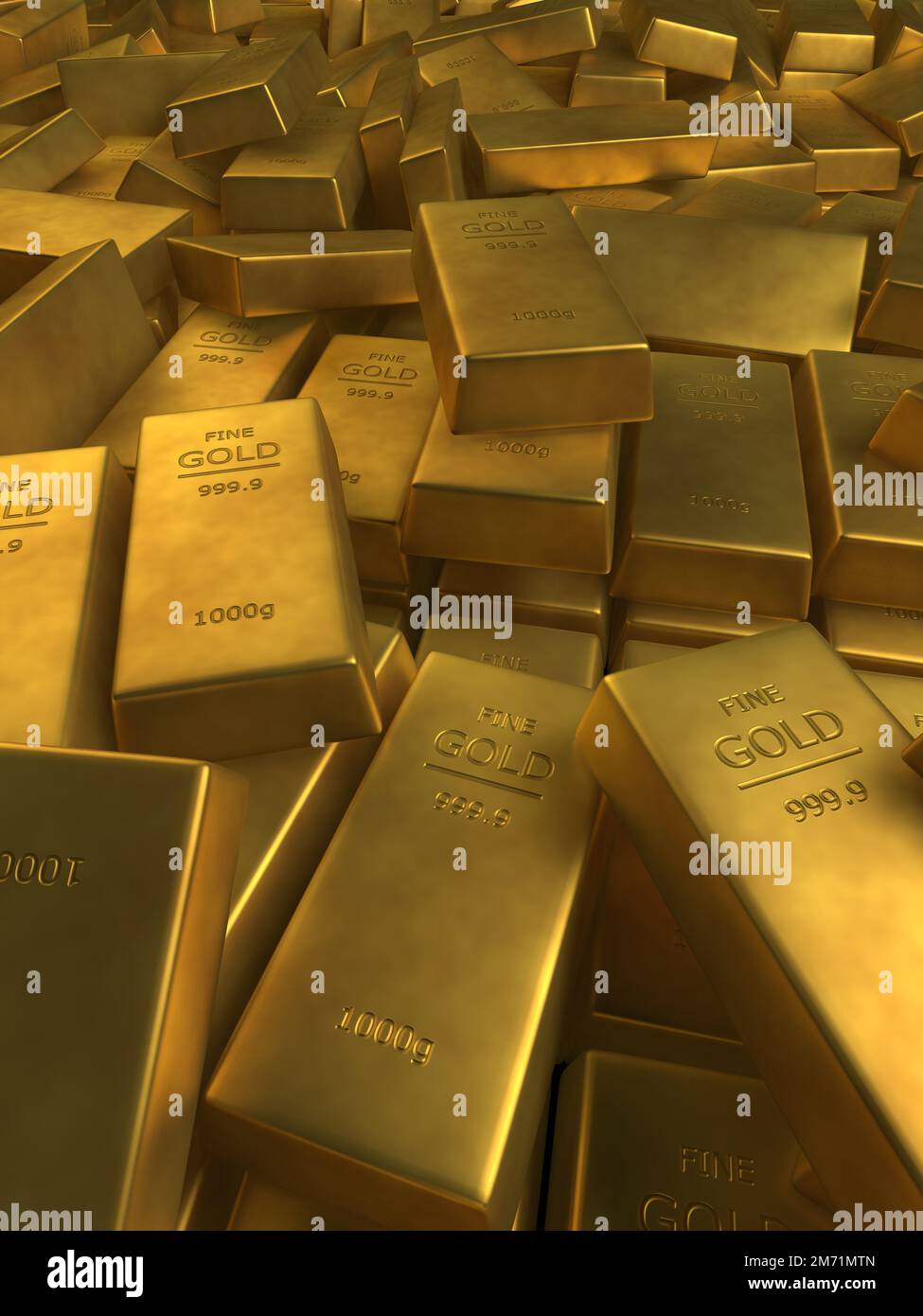 A vertical 3D rendering illustration of a gold bars, best for ...