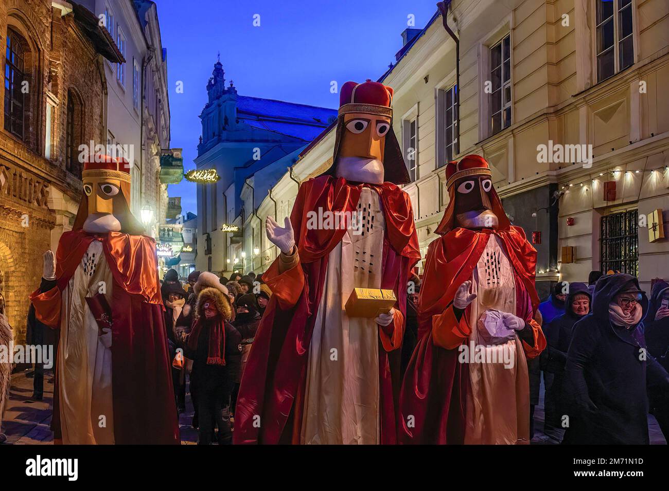 Vilnius, Lithuania. 06th Jan, 2023. Actors dressed as the Three Kings ...