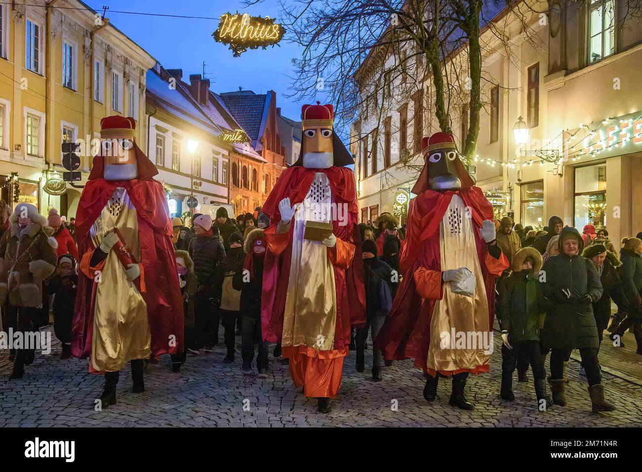 Vilnius, Lithuania. 06th Jan, 2023. Actors dressed as the Three Kings ...