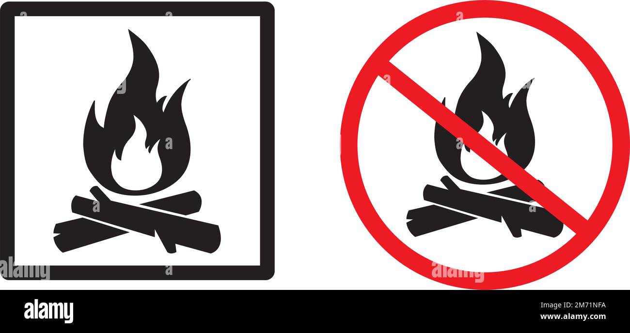 Prohibition and permission fire sign on a white background Stock Vector ...