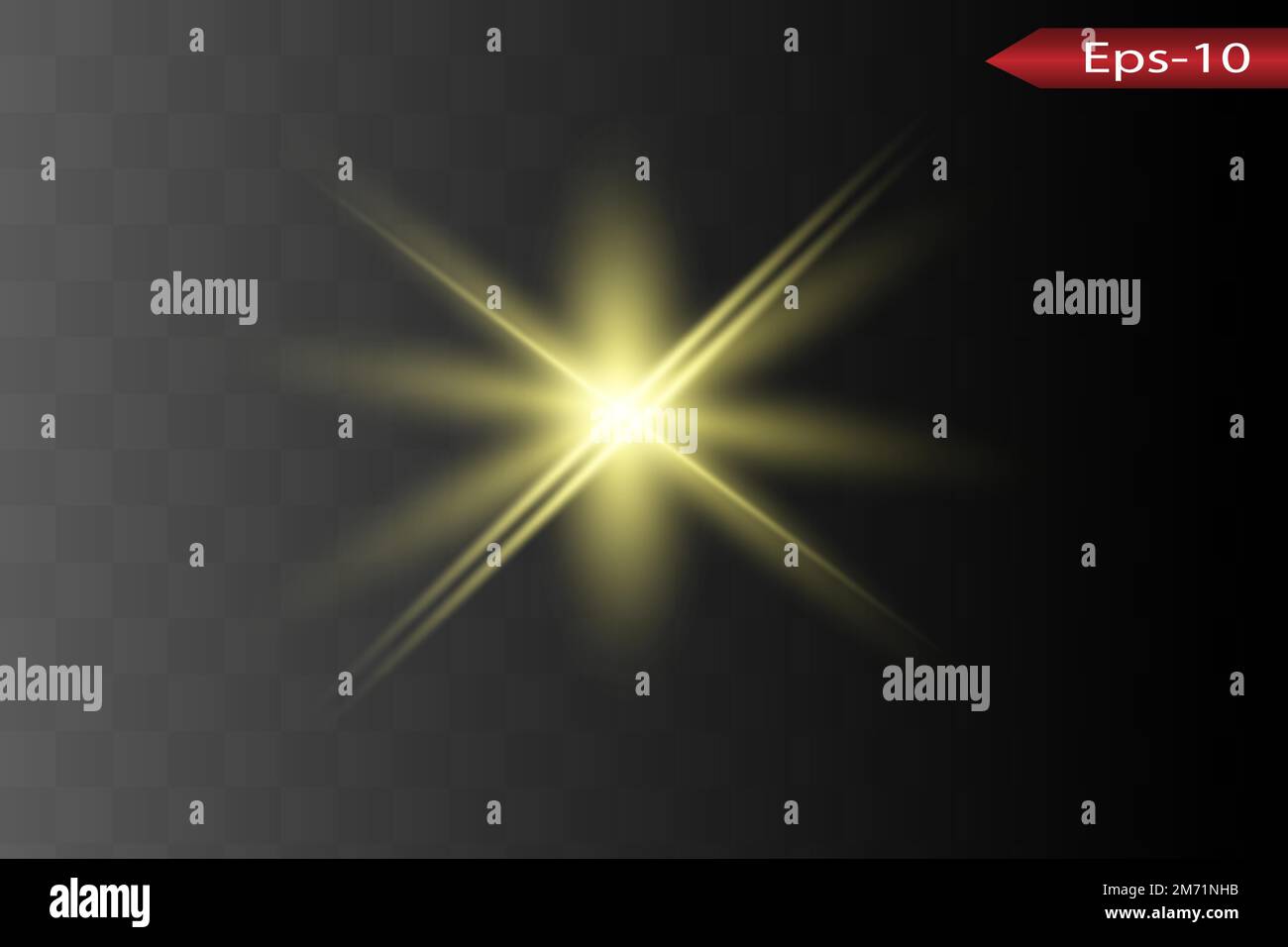 Abstract yellow laser beam. Transparent isolated on black background ...