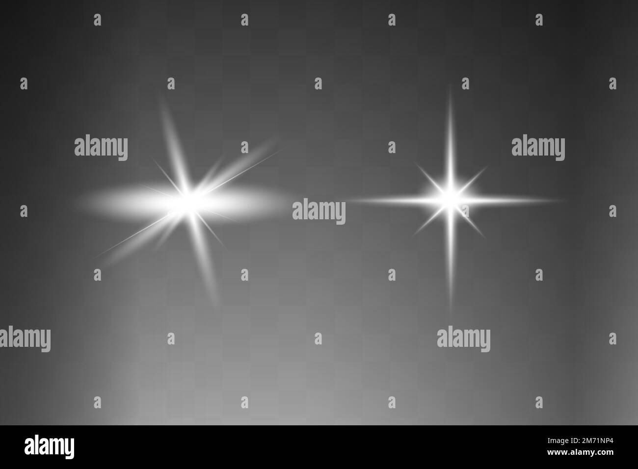 glowing lights effects isolated on gray background. Sun flash with rays ...