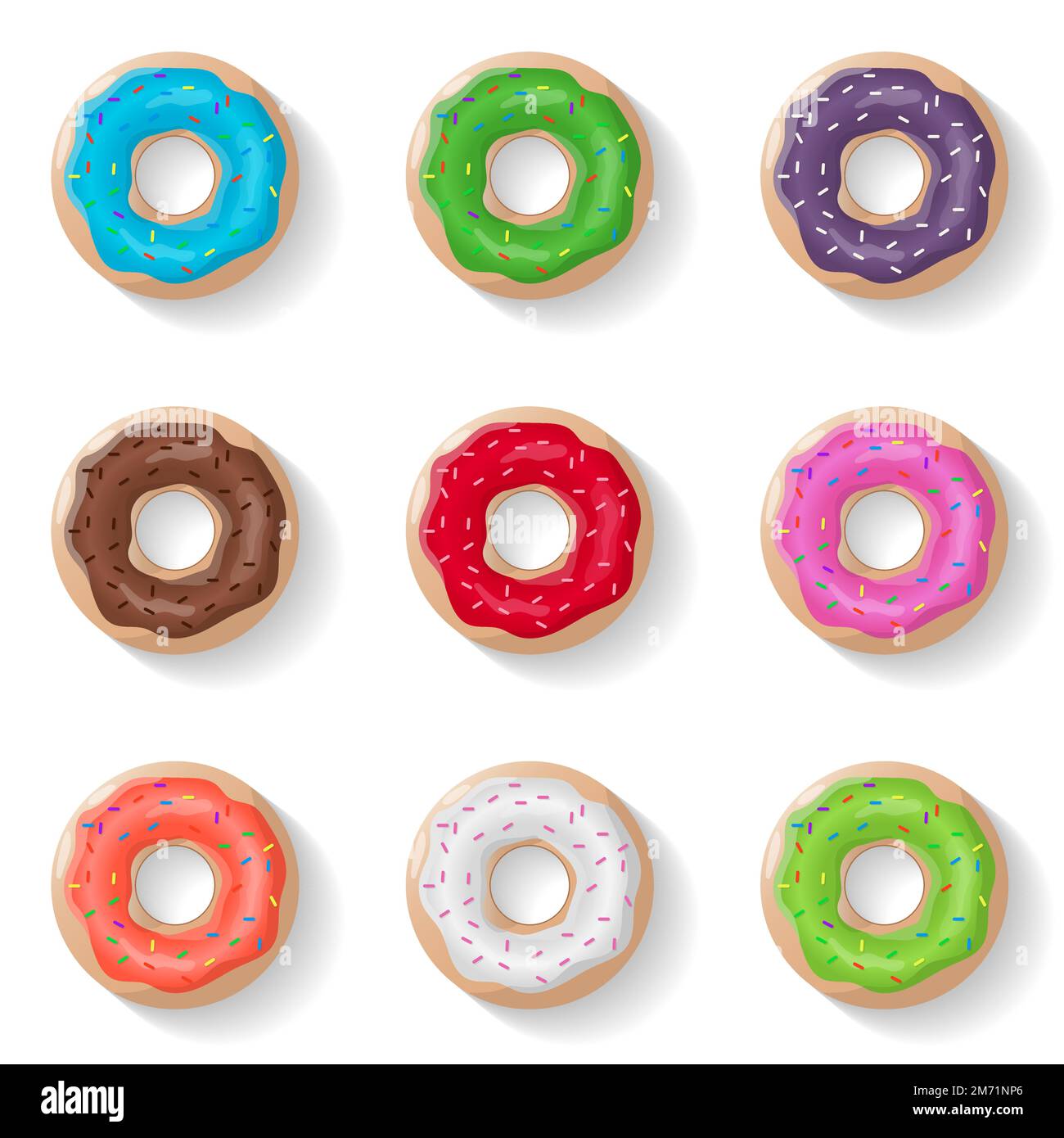Donuts set isolated background in realistic style. Color glazed donuts ...