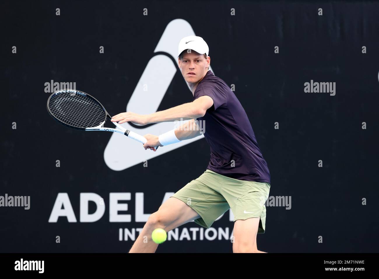Adelaide, Australia, 6 January, 2023. Jannik Sinner of Italy plays a ...