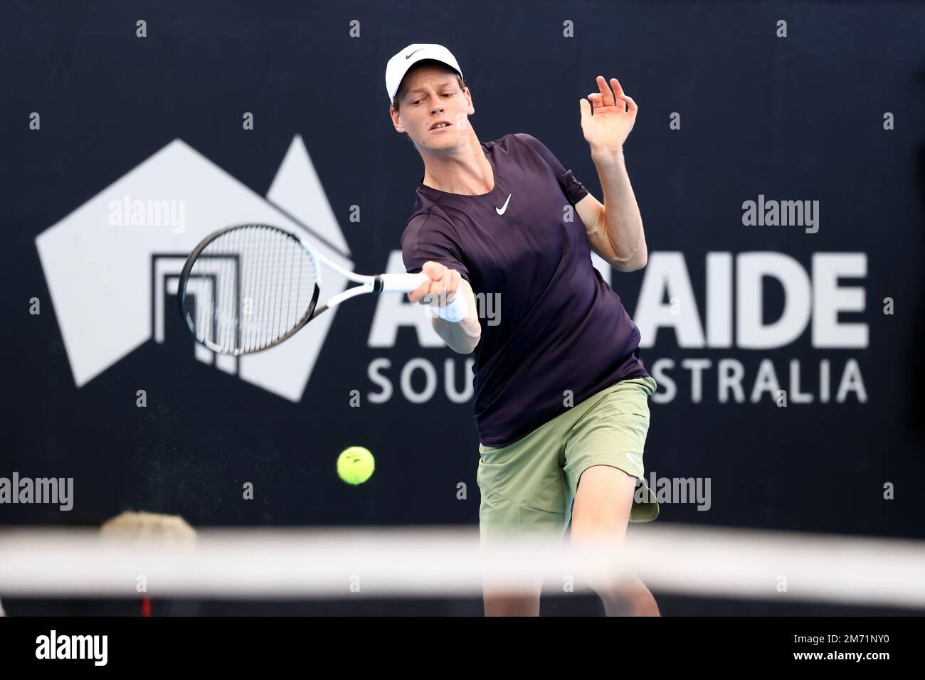 Adelaide, Australia, 6 January, 2023. Jannik Sinner of Italy plays a ...