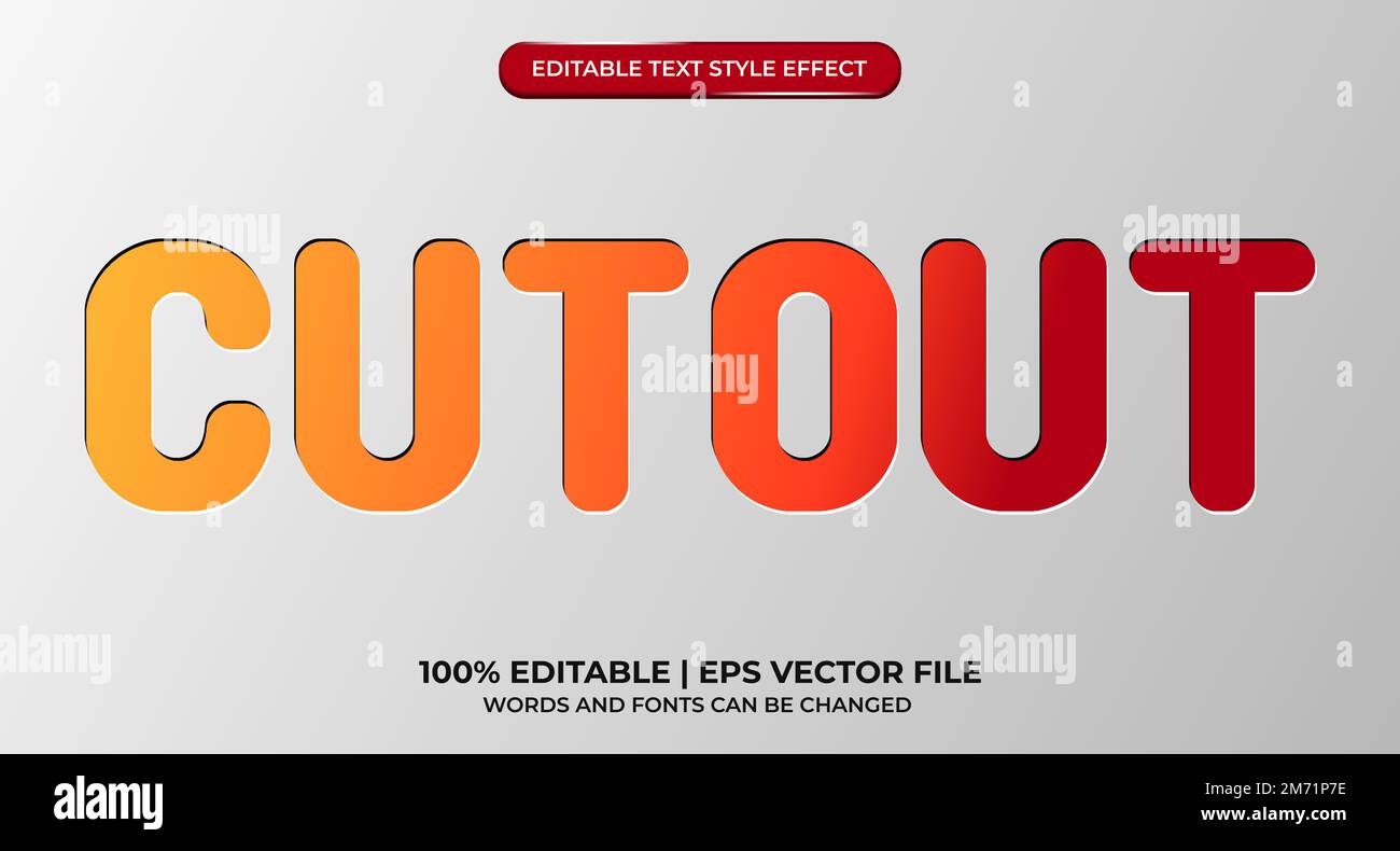 Cutout text effect with editable font style Stock Vector Image & Art - Alamy