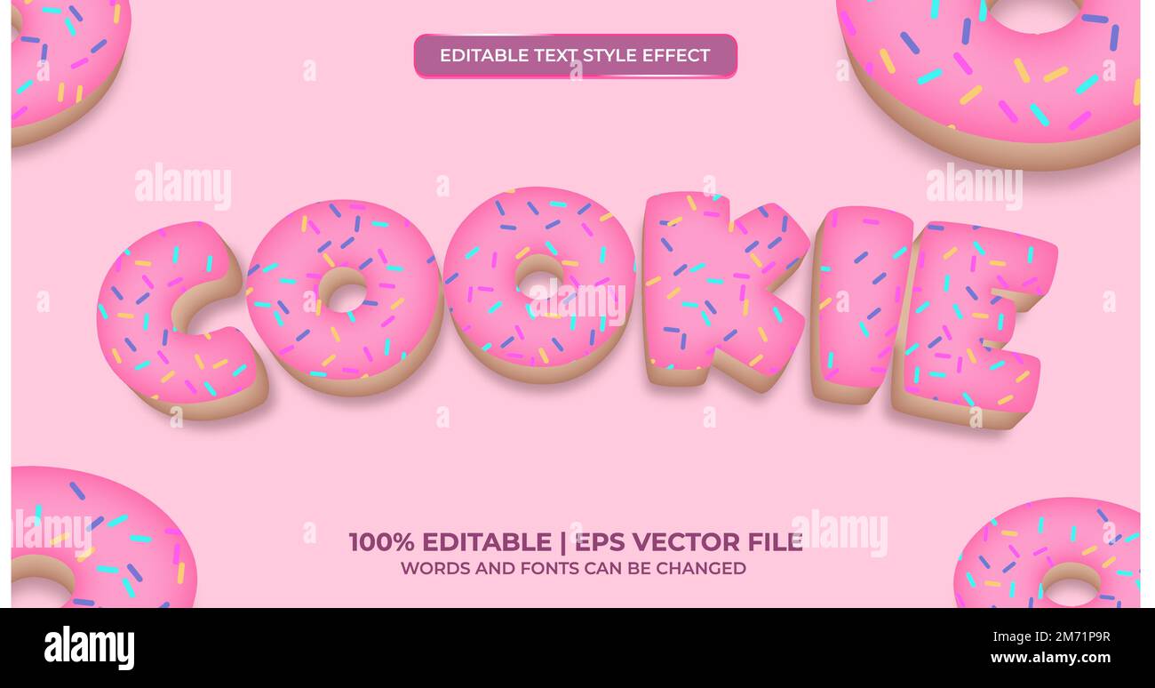 Cookie bakery editable text Effect. 3d food cartoon style Stock Vector ...