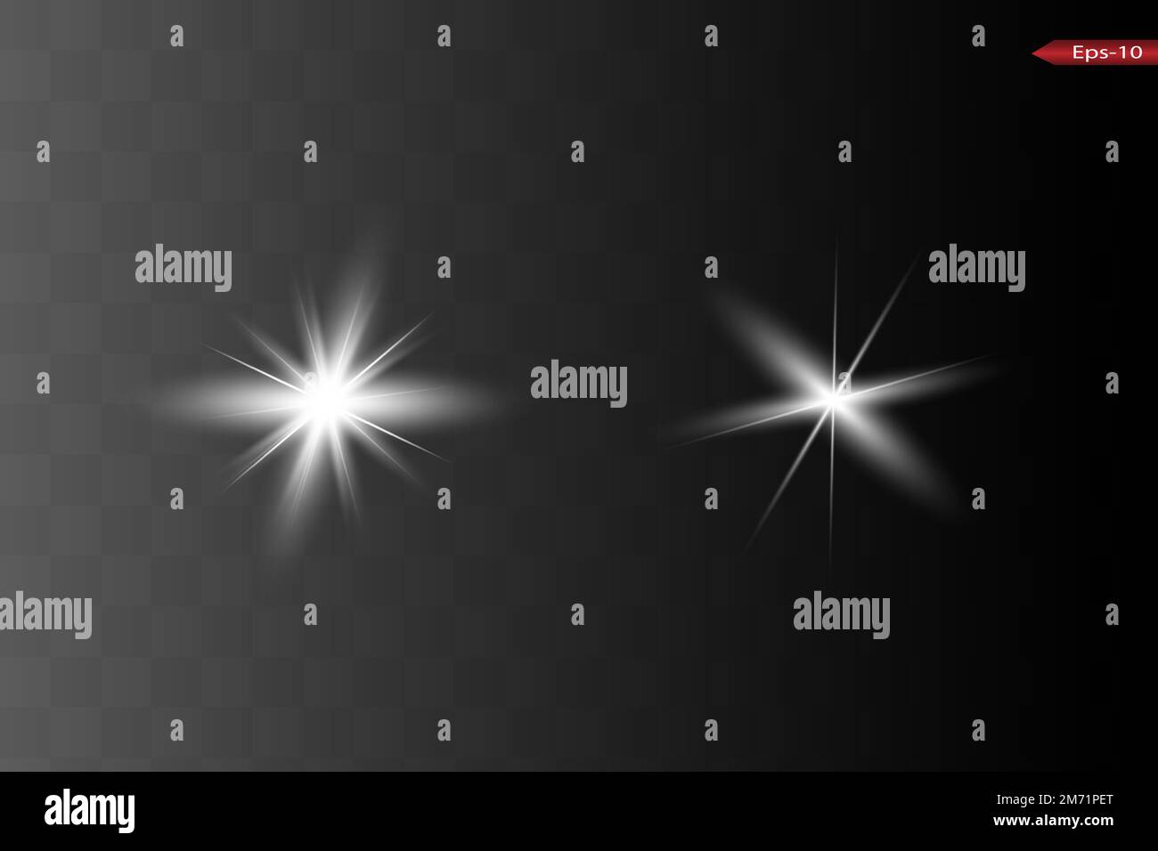 glowing lights effects isolated on gray background. Sun flash with rays ...