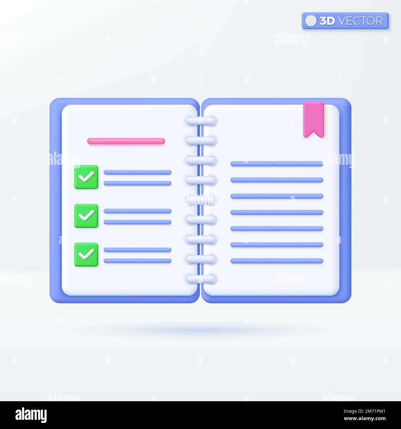 Diary or Book icon symbols. check mark, bookmark, e-book, magazine ...