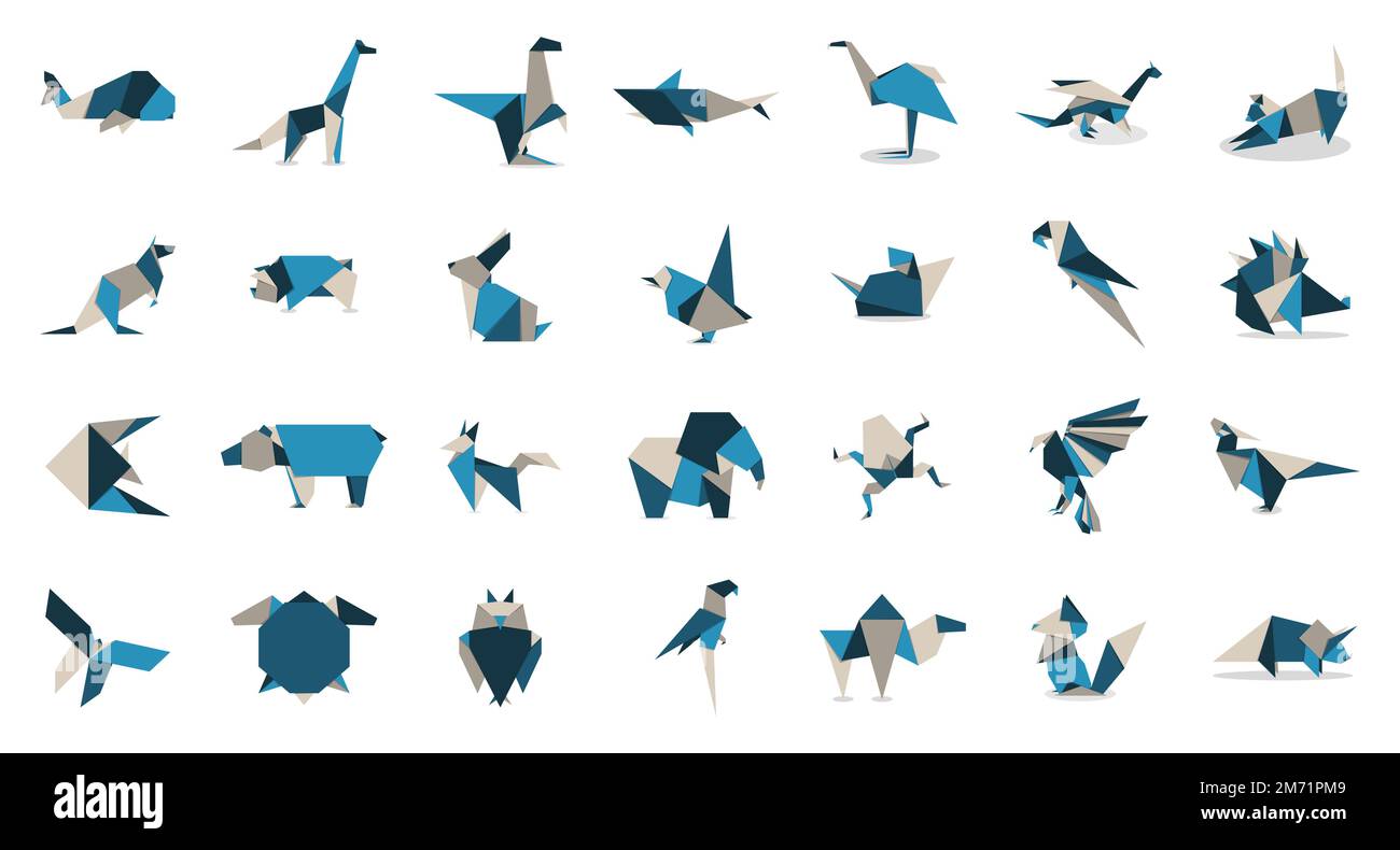 Animal origami collection. Animal origami vector. Abstract animals logo ...