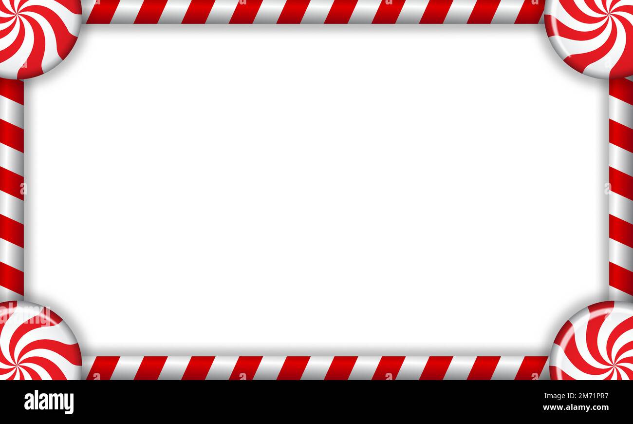 Rectangle candy cane frame with red and white striped lollipop pattern ...