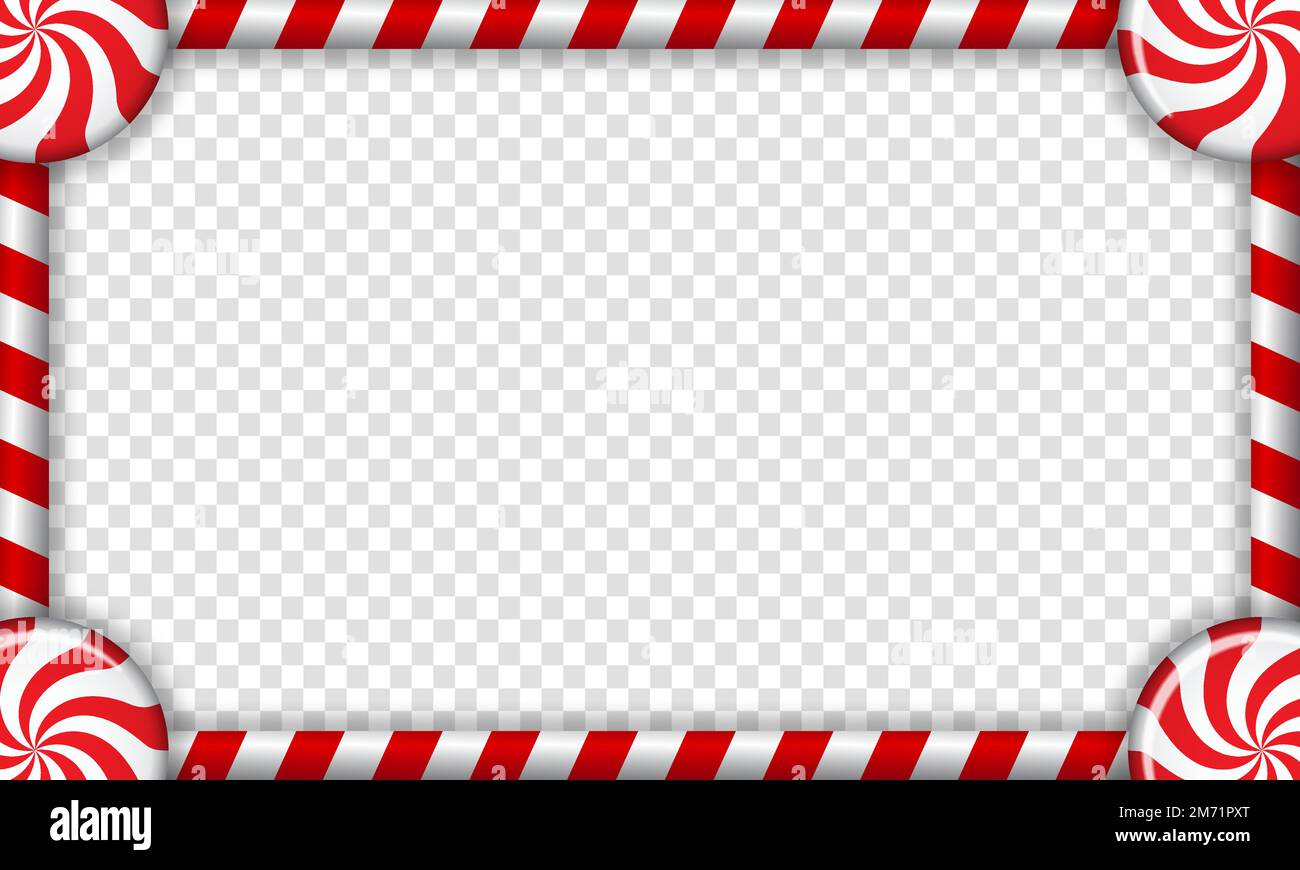 Rectangle candy cane frame with red and white striped lollipop pattern ...