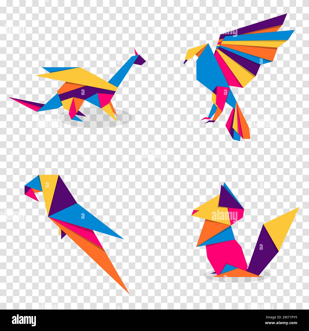Animal origami collection. Animal origami vector. Abstract animals logo ...