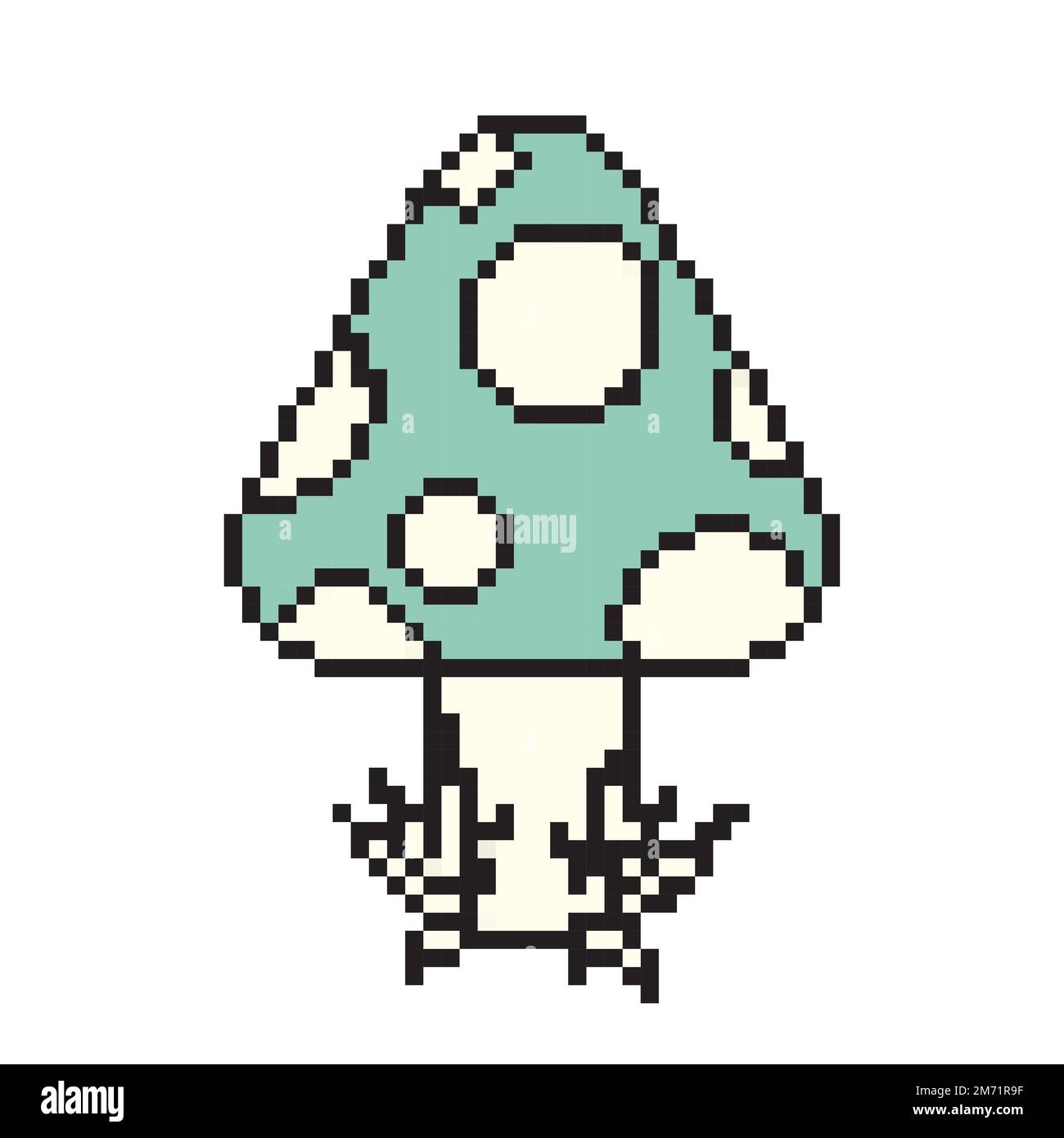 Pixel art mushroom cartoon retro game style. Pixel art, digital ...