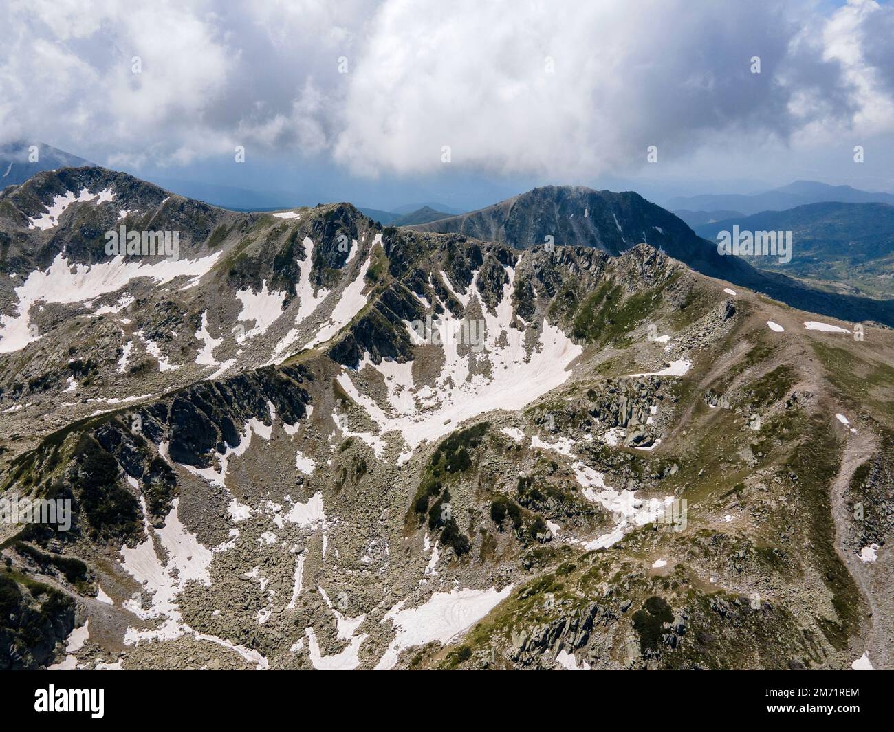 Amazing Aerial view of Pirin Mountain near Muratov peak, Bulgaria Stock ...