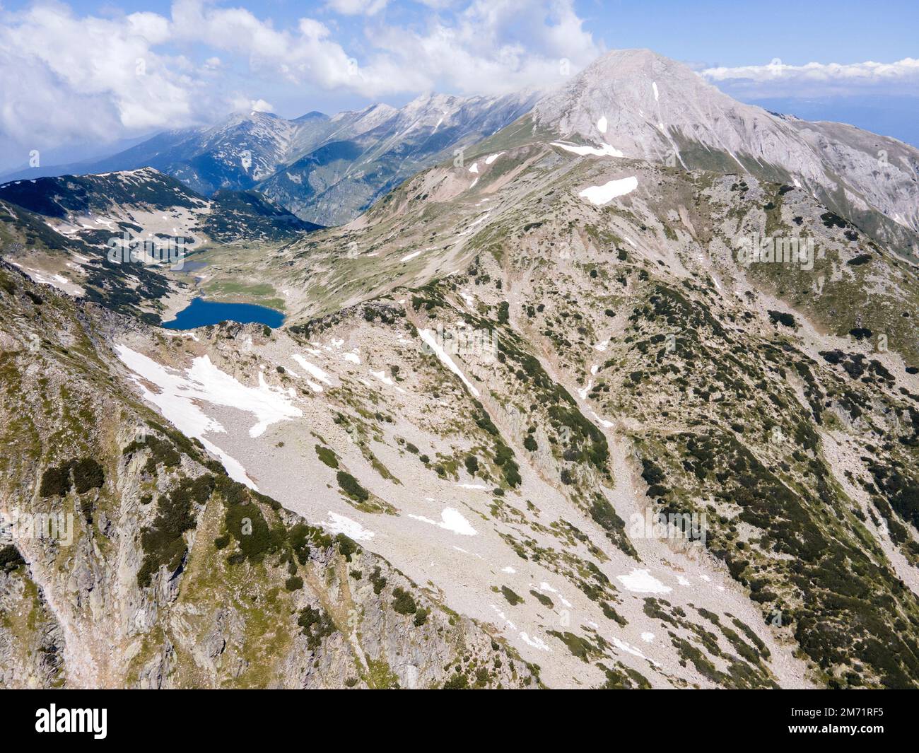 Amazing Aerial view of Pirin Mountain near Muratov peak, Bulgaria Stock ...
