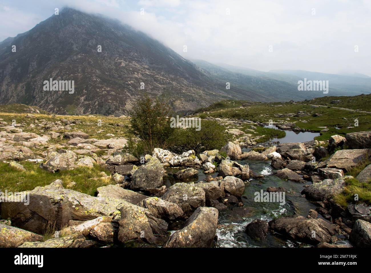Llyn Idwal from below The Devils Kitchen, with Pen Yr Ole Wen in the ...