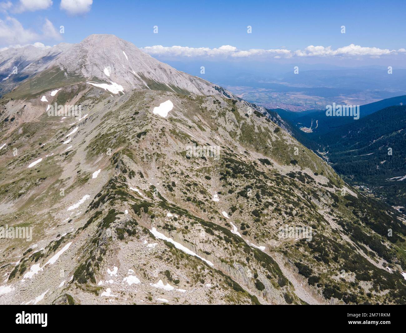 Amazing Aerial view of Pirin Mountain near Muratov peak, Bulgaria Stock ...