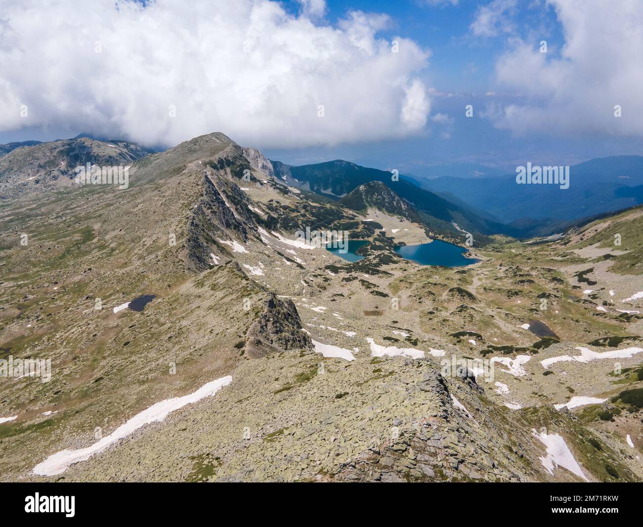 Amazing Aerial view of Pirin Mountain near Muratov peak, Bulgaria Stock ...