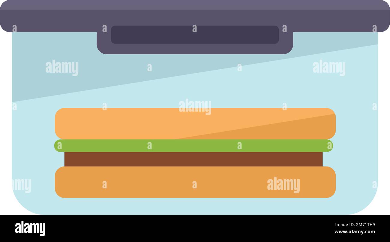 Sandwich lunch box icon flat vector. Dinner food. Meal bag isolated ...