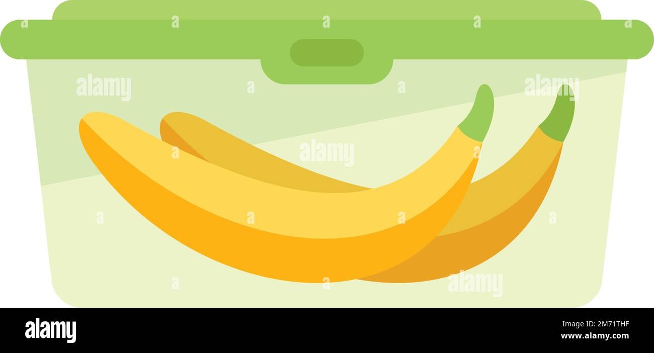 Banana lunch box icon flat vector. Dinner food. School meal isolated ...