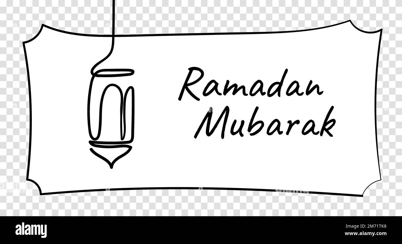 Ramadan Mubarak hand drawn style. Continuous line drawing of lantern ...