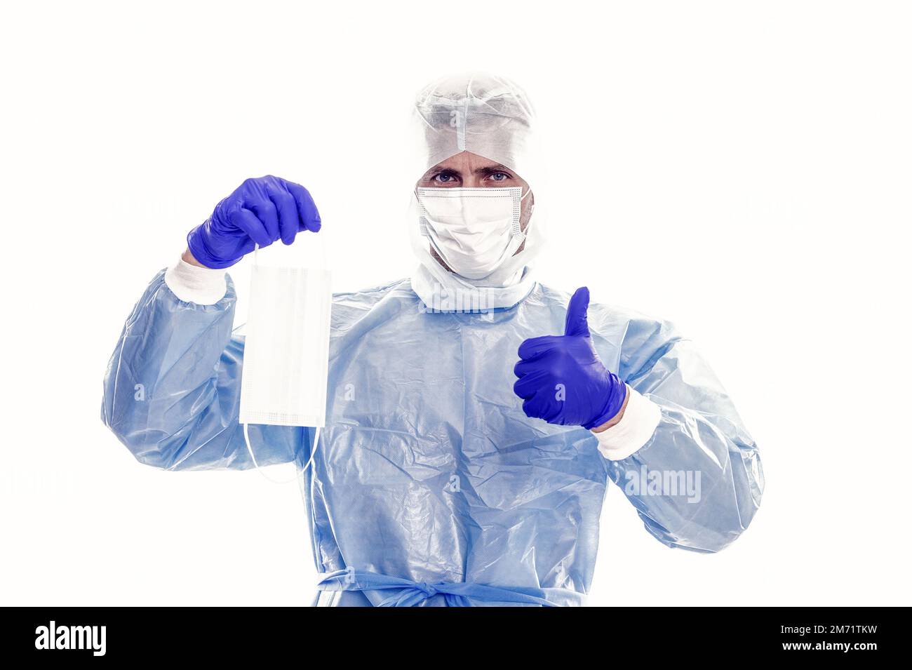 man doctor epidemiologist offering respirator mask wear safety ...
