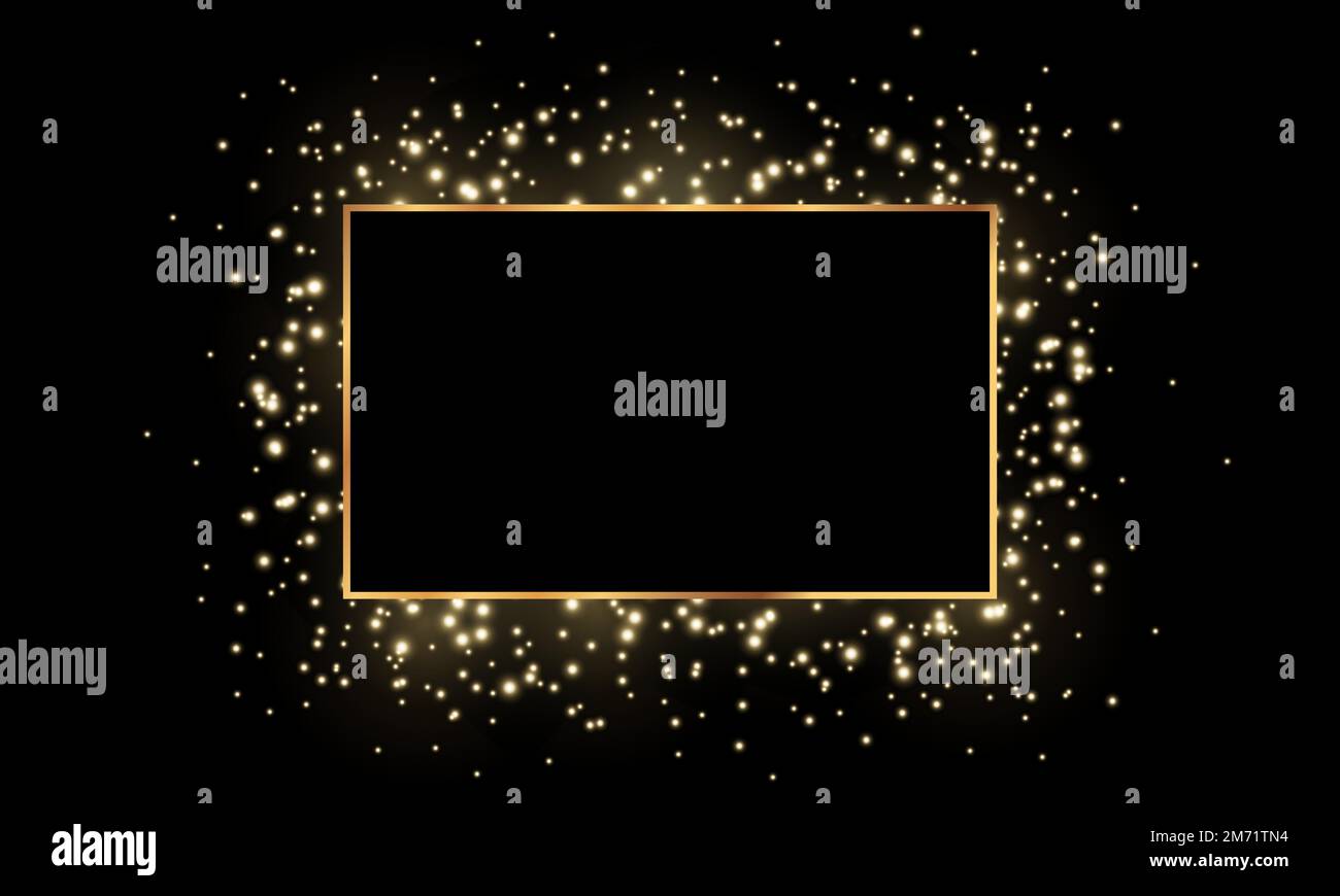 Elegant gold frame glitter. Gold confetti. Isolated dusty gold ...
