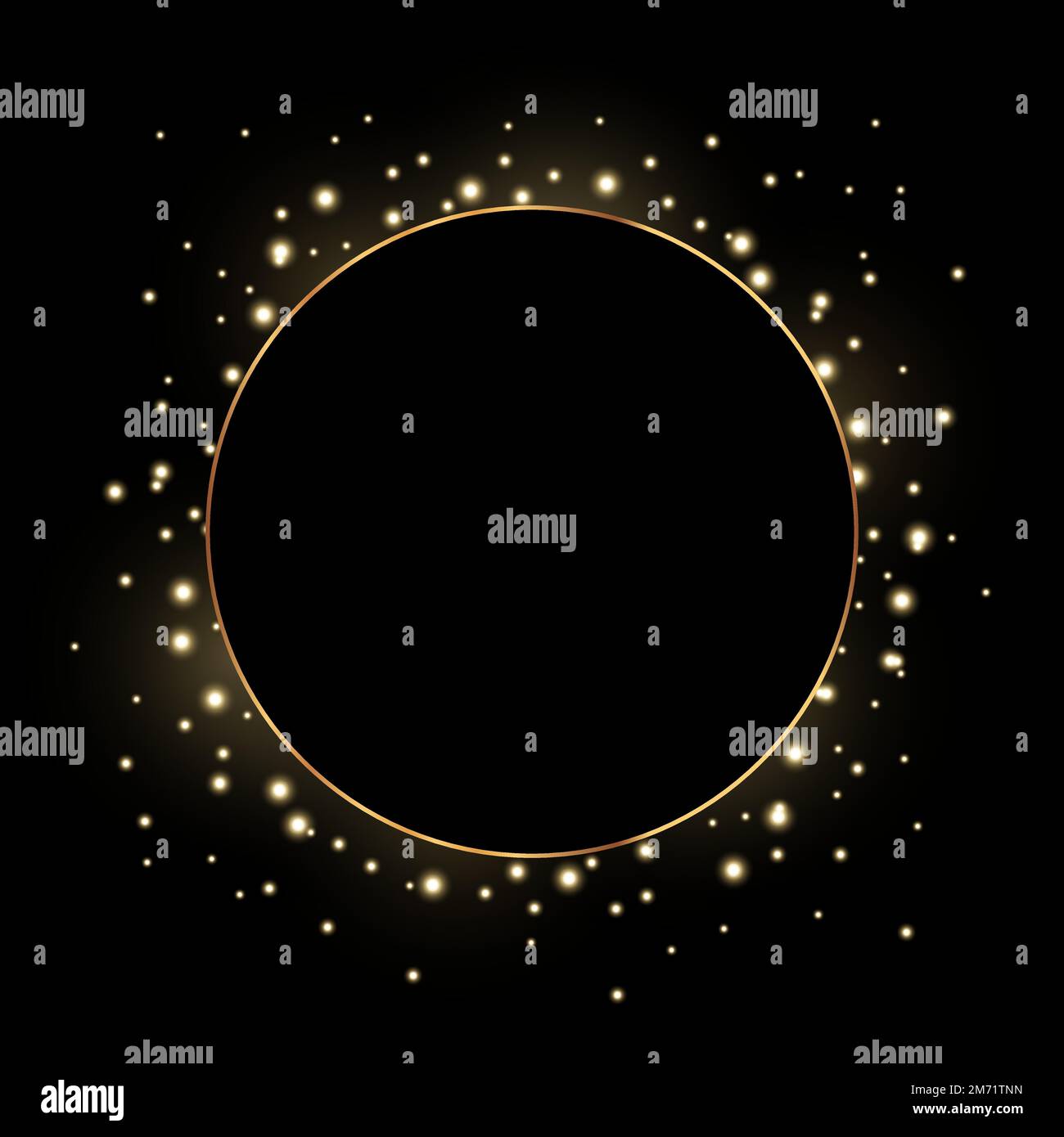 Elegant gold frame glitter. Gold confetti. Isolated dusty gold ...