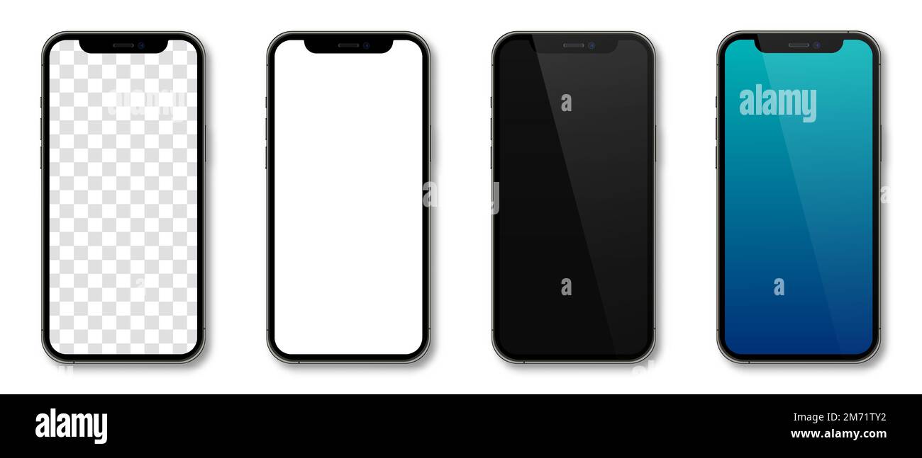 Realistic models smartphone with transparent screens. Smartphone mockup ...