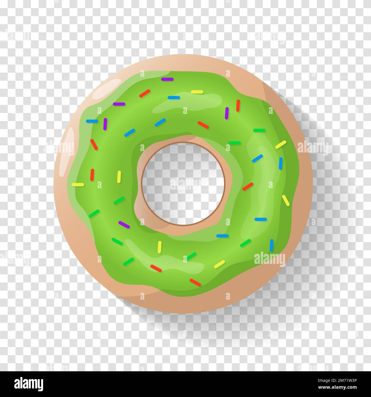 Donut isolated background. Cute donut. Colorful and glossy donut with green glaze and ...