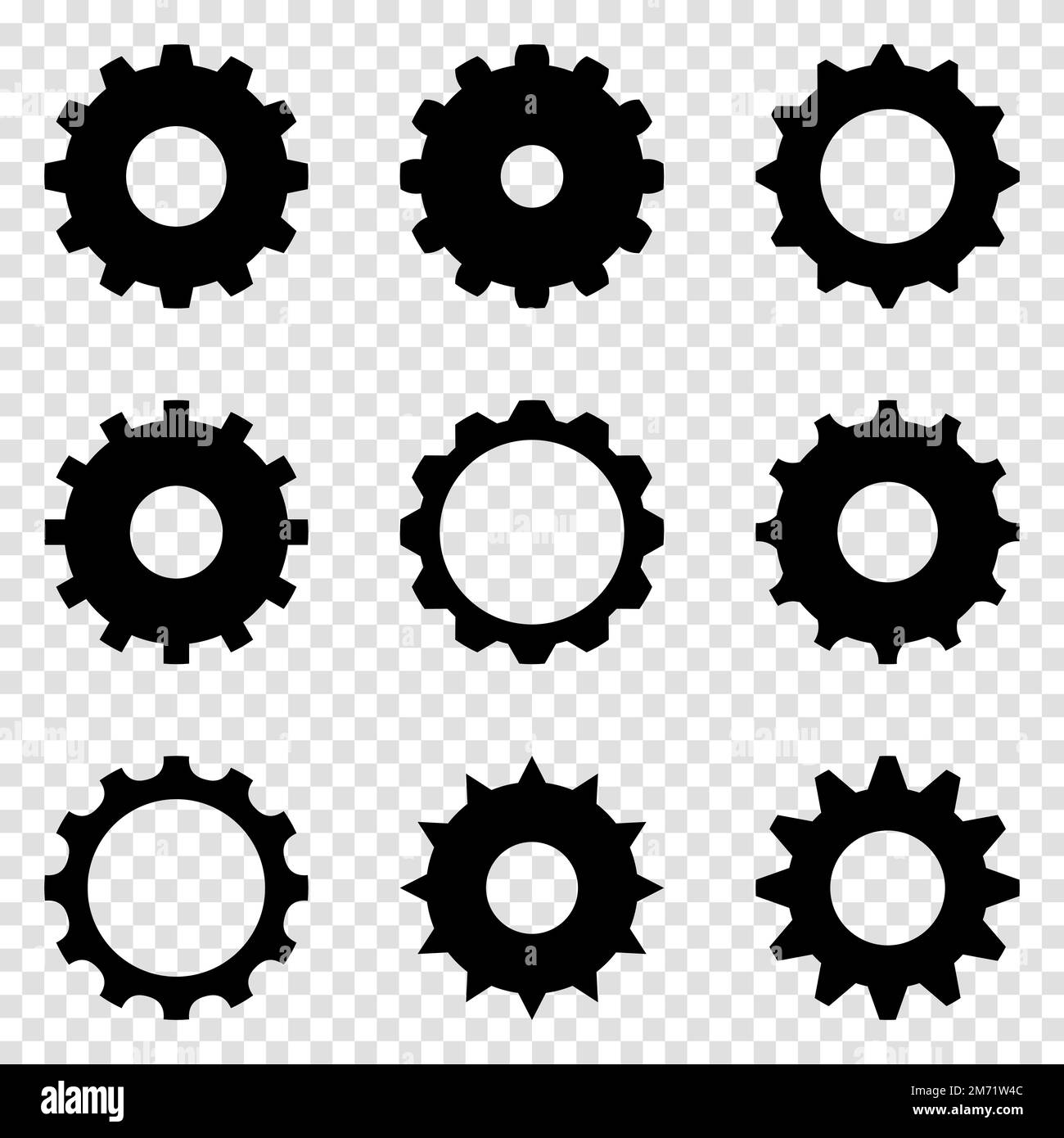 Gear set. Black gear wheel icons. Vector illustration Stock Vector ...