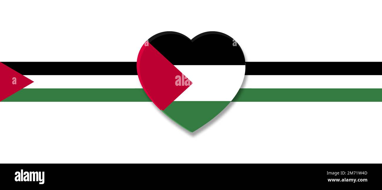Palestine Heart National Stripes Flag. Vector illustration Stock Vector ...
