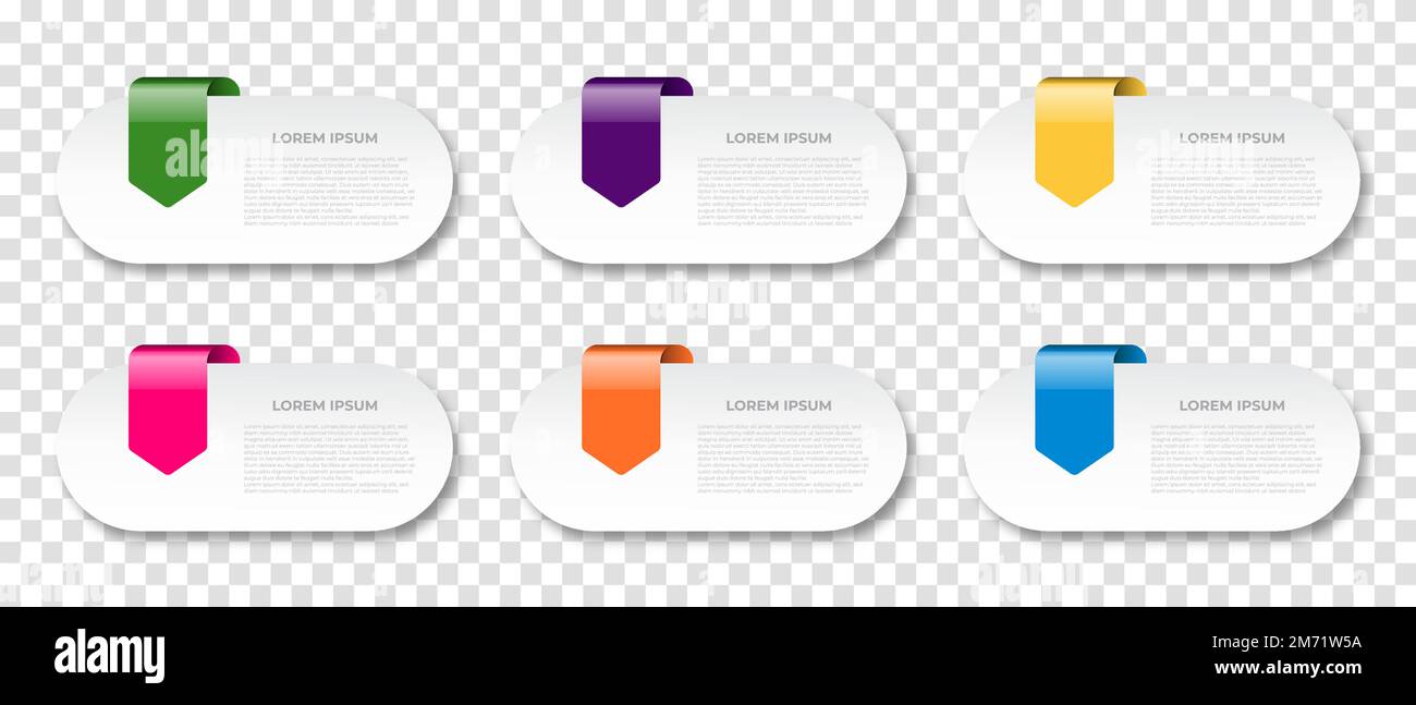 Concept of arrow business model with 6 steps. Six colorful graphic ...