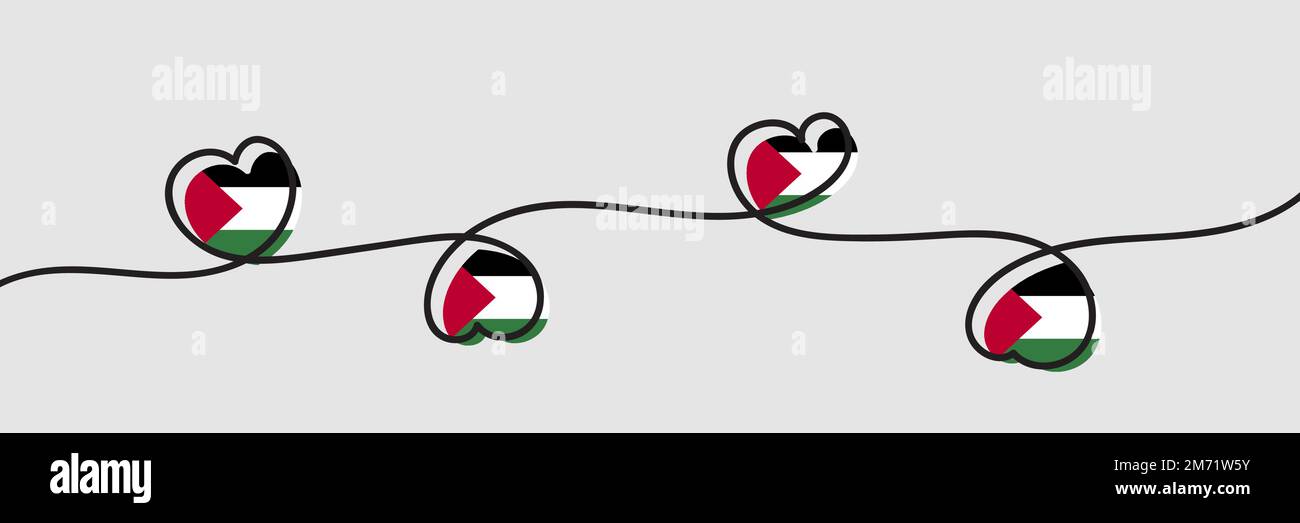 Flag of Palestine in heart shape. Palestine national symbol. Vector ...
