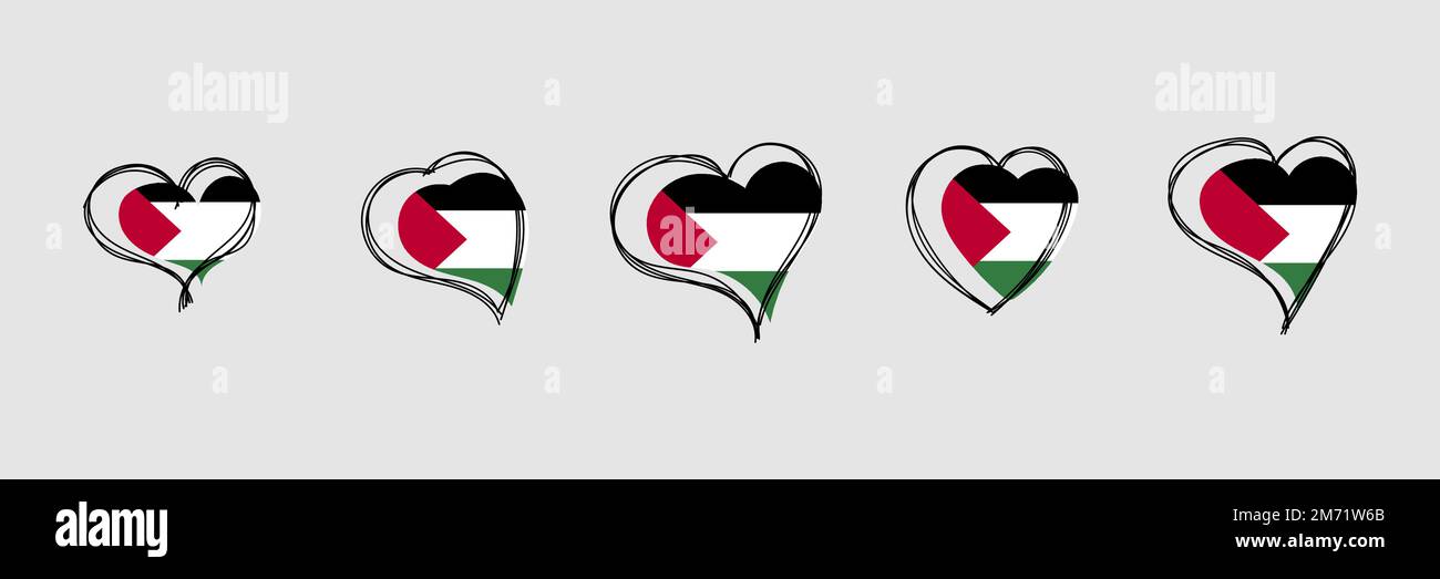 Flag of Palestine in heart shape. Palestine national symbol. Vector ...