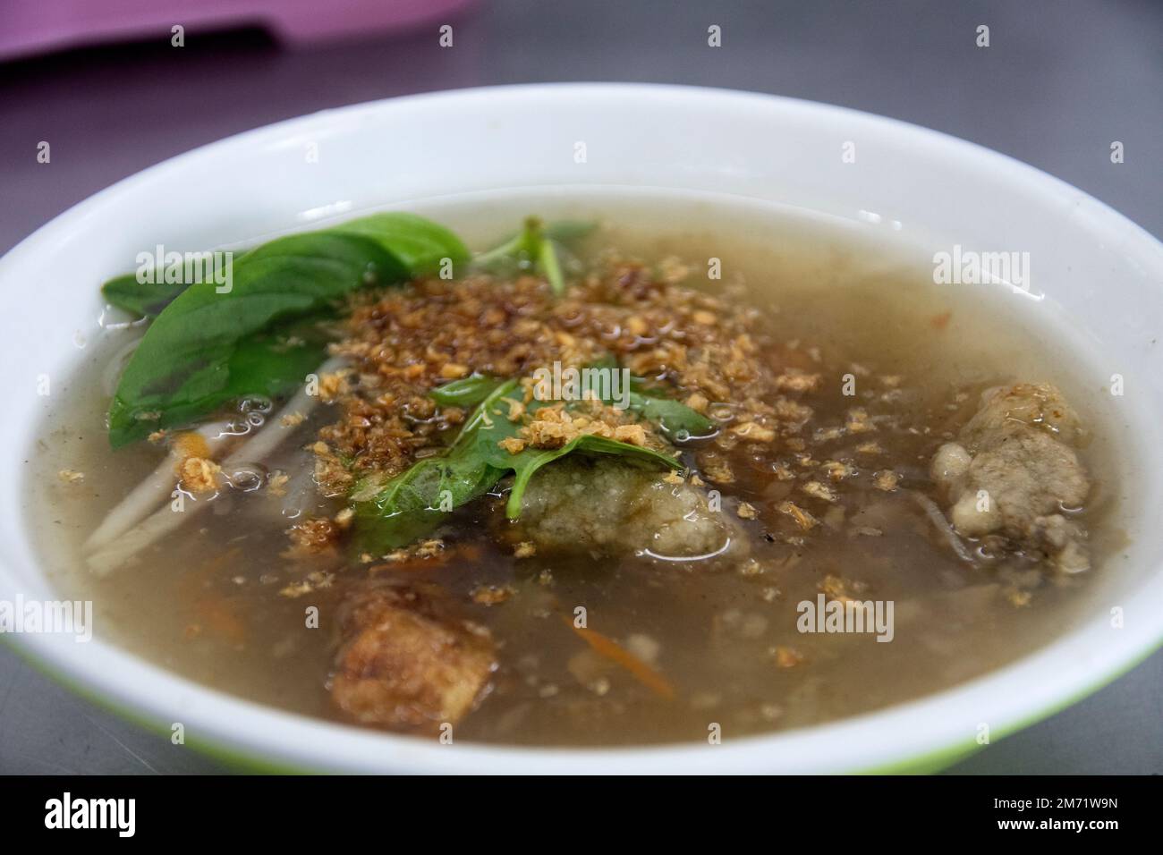 Taiwanese meat nugget soup, consists of pork and fish paste nuggets in ...