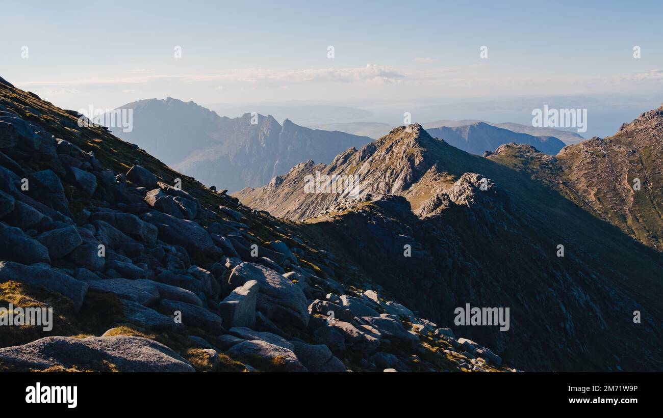 View from the summit of Goatfell on the Isle of Arran, Scotland Stock ...