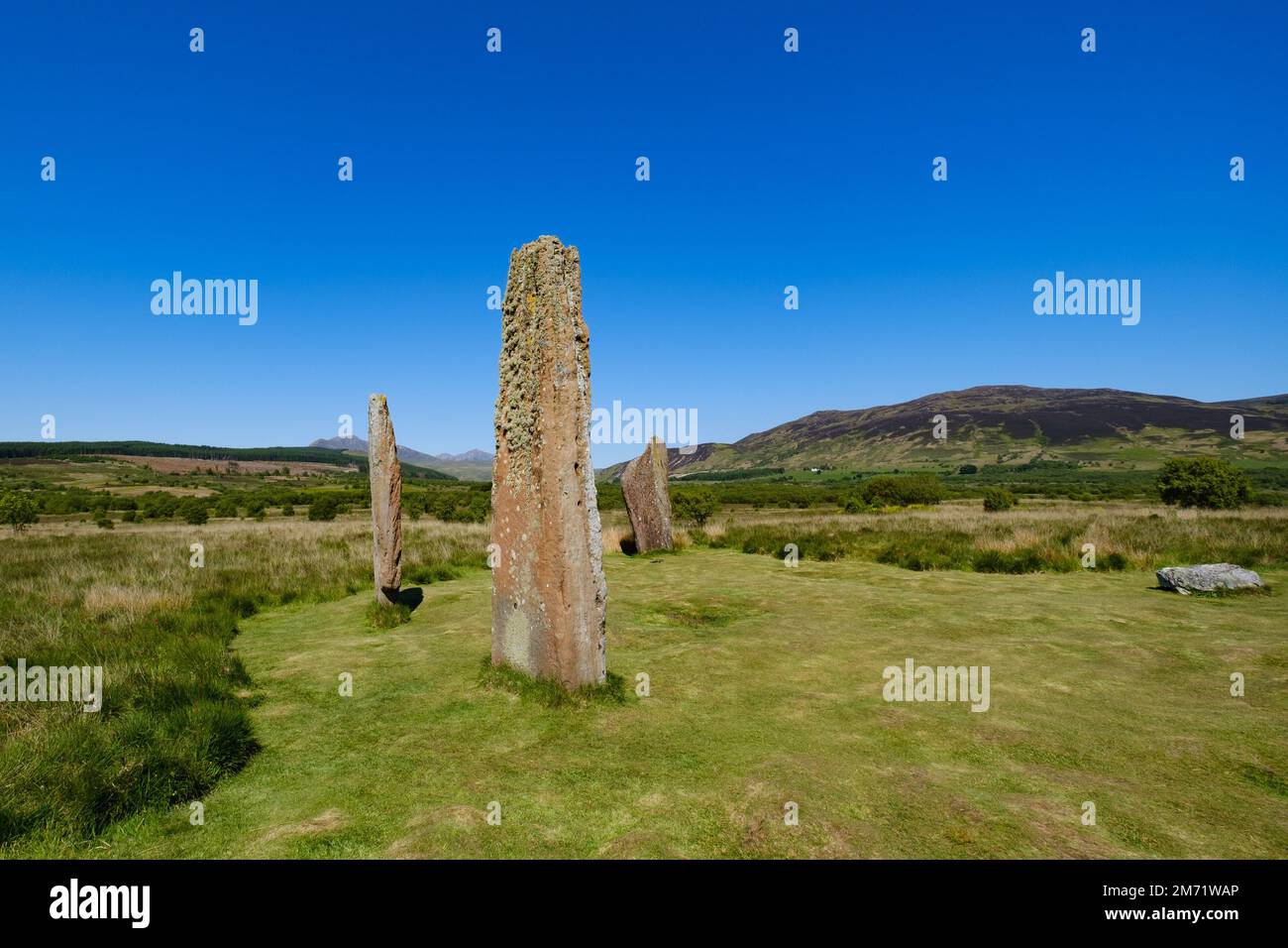 Machrie Moor Standing stones on the Isle of Arran, Scotland Stock Photo ...