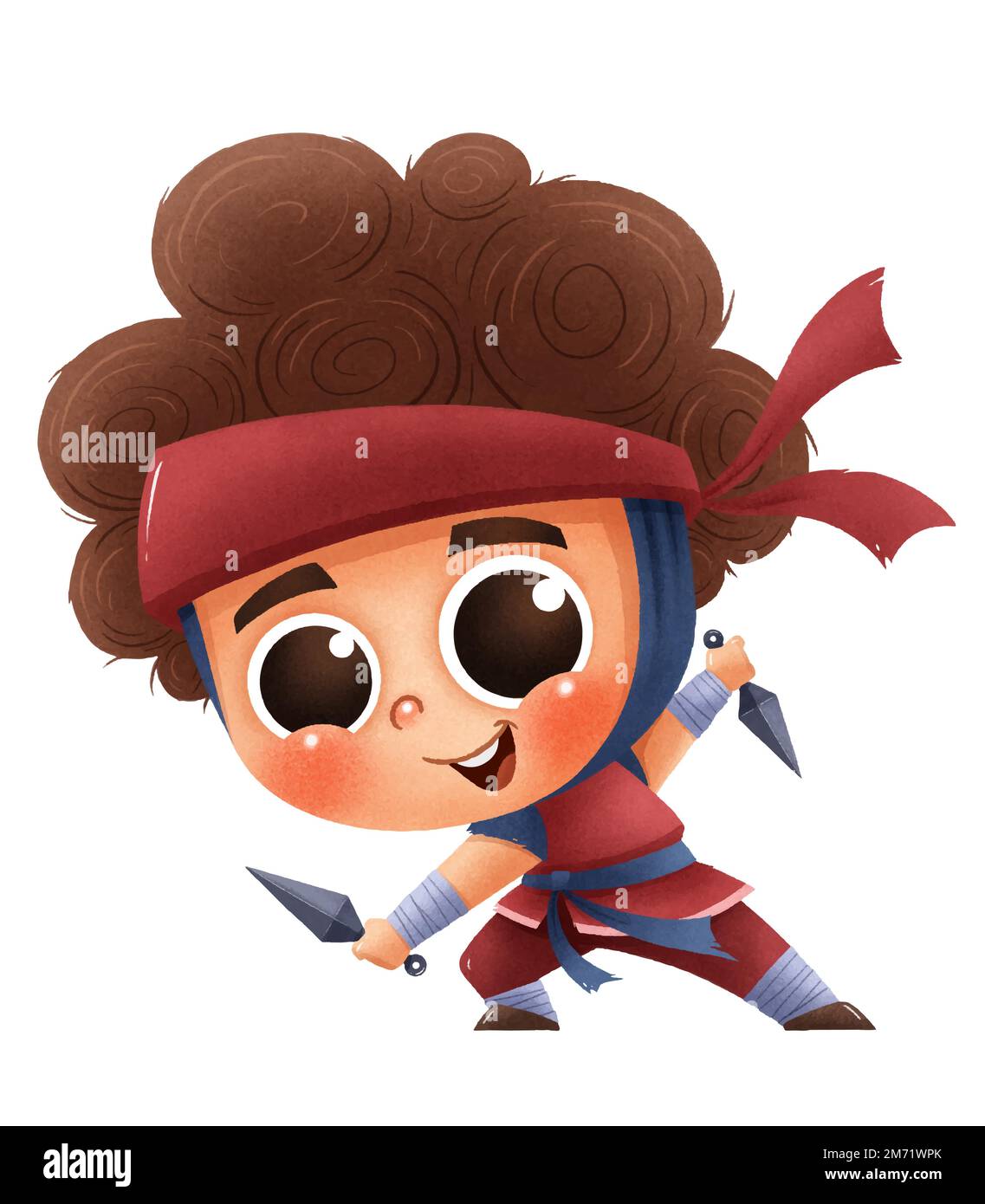 Vector illustration of Cartoon Ninja. Cute character Ninja kids Stock ...