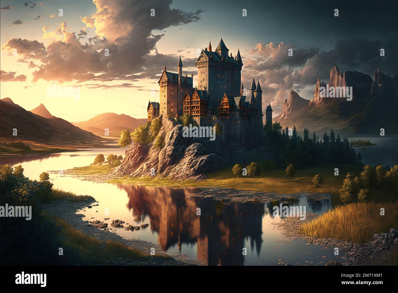 Medieval painting of castle hi-res stock photography and images - Alamy