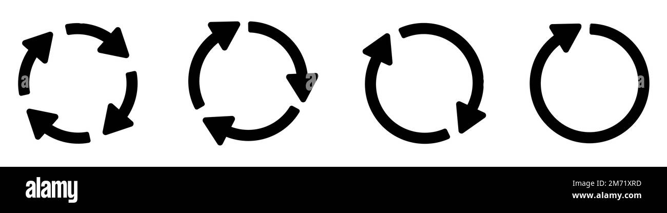 Set of circle arrow vector icons. Refresh and reload arrow icon. Recycling icon. Circular vector ...